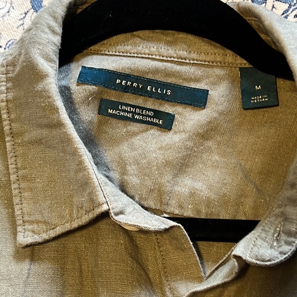 Perry Ellis | Shirts | Green Linen Perry Ellis Shirt Med | Poshmark